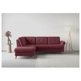 Sit & More Ecksofa SIT & MORE "Göteborg" Sofas Gr. B/H/T: 250cm x 90cm x 226cm, Luxus-Microfaser Florence, Ottomane links, mit Bettfunktion-mit Bettkasten, rot (bordeaux) Sitztiefenverstellung und Federkern, wahlweise mit Bettfunktion