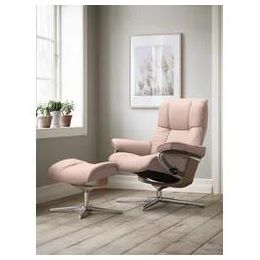 Relaxsessel stressless "Mayfair" Sessel Gr. ROHLEDER Stoff Q2 FARON, Cross Base Eiche, Relaxfunktion-Drehfunktion-PlusTMSystem-Gleitsystem-BalanceAdaptTM, B/H/T: 83cm x 102cm x 74cm, pink (light q2 faron) mit Hocker, Cross Base, Größe S, M & L, Holzakzent Eiche