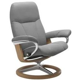 Relaxsessel stressless "Consul", grau (wild dove batick), B:91cm H:102cm T:79cm, Leder BATICK: BATICK ist ein leicht korrigiertes, durchgefärbtes und genarbtes Möbelleder, bei dem die meisten Unebenheiten und Spuren in der Regel entfernt wurden., Leder PALOMA: PALOMA ist ein durchgefärbtes Semianilin-Möbelleder mit natürlicher Narbung., ROHLEDER Stoff Q2 FARON: Ein fester zuverlässiger Bouclu00e9 