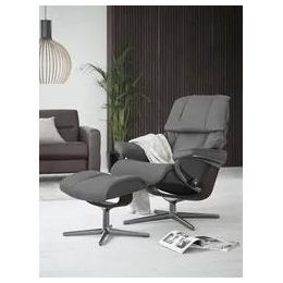 Relaxsessel stressless "Reno" Sessel Gr. Microfaser DINAMICA, Cross Base Wenge-S, Relaxfunktion-Drehfunktion-PlusTMSystem-Gleitsystem-BalanceAdaptTM, B/H/T: 79cm x 99cm x 75cm, grau (dark grey dinamica) mit Cross Base, Größe S, M & L, Holzakzent Wenge