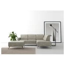 Sit & More Ecksofa SIT & MORE "Bailando L-Form" Sofas Gr. B/H/T: 249cm x 84cm x 205cm, Luxus-Microfaser mit Prägung, Ottomane rechts, ohne Kopfteilverstellung-ohne Vorziehsitz, grau (hellgrau) wahlweise mit Kopfteilverstellung und Vorziehsitz, motorisch