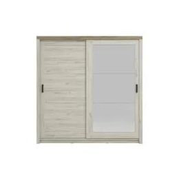 Schwebetürenschrank Home Affaire "Kent" Schränke Gr. B/H/T: 223,5 cm x 227 cm x 67 cm, 2 St., Komplettausführung, braun (weiß eiche) mit Spiegel