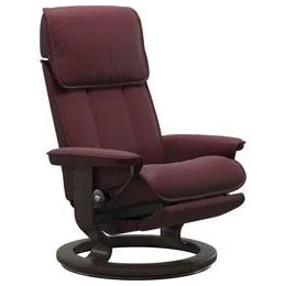 Relaxsessel stressless "Admiral" Sessel Gr. Leder BATICK, PowerTM Leg & Back-ohne Akku-Classic Base Wenge, B/H/T: 87 cm x 101 cm x 78 cm, rot (bordeaux batick) verstellbar, optional 2-motorisch, Größe M & L, Gestell Wenge