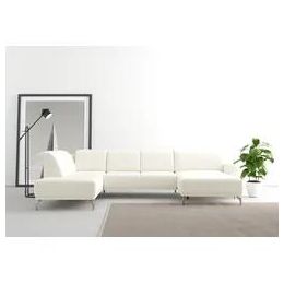 Sit & More Wohnlandschaft SIT & MORE "Bailando U-Form" Sofas Gr. B/H/T: 337cm x 84cm x 205cm, Soft clean, Ottomane links, mit Kopfteilverstellung, beige (creme) wahlweise mit Kopfteilverstellung und Vorziehsitz, motorisch