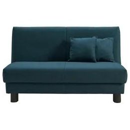 ell+ell Schlafsofa ELL + "Enny" Sofas Gr. B/T: 145cm x 100cm, Flachgewebe, Kaltschaum, mit Relaxfunktion, blau (petrol) Liegefläche Breite 120 oder 140 cm, Liegehöhe 40 Füße schwarz