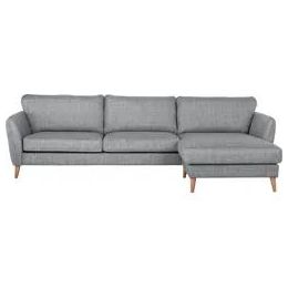 Ecksofa Home Affaire "Meersburg, L-Form" Sofas Gr. Struktur, Recamiere rechts, weiß (silber) mit Holzfüßen