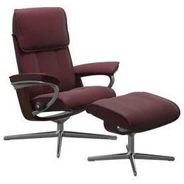 Relaxsessel stressless "Admiral" Sessel Gr. Leder BATICK, Cross Base Braun, Relaxfunktion-Drehfunktion-PlusTMSystem-Gleitsystem-BalanceAdaptTM, B/H/T: 93 cm x 103 cm x 79 cm, rot (bordeaux batick) mit Cross Base, Größe M & L, Holzakzent Braun