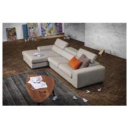 Ecksofa furninova "Ferrari" Sofas Gr. B/H/T: 294cm x 90cm x 104cm, Struktur grob, Recamiere links, mit Kopfteilverstellung, weiß (ivory) inklusive manueller Kopfteilverstellung, im skandinavischen Stil