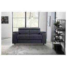 2-Sitzer NICOLETTI HOME "Seattle" Sofas Gr. B/H/T: 170cm x 84cm x 99cm, Dickleder, ohne Relaxfunktion, blau (dunkelblau) Breite 170 cm, wahlweise mit oder ohne elektrischer Relaxfunktion