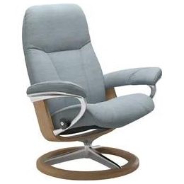 Relaxsessel stressless "Consul", blau (light blau jasmine), B:91cm H:102cm T:79cm, Leder BATICK: BATICK ist ein leicht korrigiertes, durchgefärbtes und genarbtes Möbelleder, bei dem die meisten Unebenheiten und Spuren in der Regel entfernt wurden., Leder PALOMA: PALOMA ist ein durchgefärbtes Semianilin-Möbelleder mit natürlicher Narbung., ROHLEDER Stoff Q2 FARON: Ein fester zuverlässiger Bouclu00e