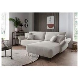 Ecksofa Inosign "Amarena L-Form" Sofas Gr. B/H/T: 286cm x 96cm x 178cm, Cord, Recamiere rechts, Zierkissenfarbe 40 x 40cm: silber-Zierkissenfarbe 45 x 45cm: silber, silberfarben (silber) inklusive Armlehnenverstellfunktion, 4x Zierkissen gratis