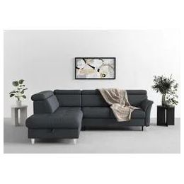 Sit & More Ecksofa SIT & MORE "Marano L-Form", grau (dunkelgrau), B:252cm T:216cm, 98% Polyester, 2% Polyamid, Sofas, inklusive Kopfteilverstellung, wahlweise mit Bettfunktion, Bettkasten