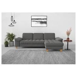 Sit & More Ecksofa SIT & MORE "Westham L-Form" Sofas Gr. B/H/T: 275cm x 88cm x 172cm, Struktur weich, Recamiere rechts, ohne Bettfunktion-ohne Bettkasten-ohne Armlehnfunktion-ohne Sitztiefenverstellung, grau mit Recamiere, oder ohne Bettfunktion, Bettkasten, Füße Eiche