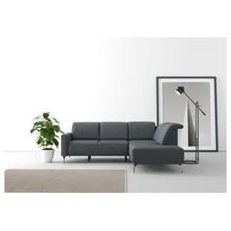 Sit & More Ecksofa SIT & MORE "Bailando L-Form" Sofas Gr. B/H/T: 249cm x 84cm x 205cm, Soft clean, Ottomane rechts, mit Kopfteilverstellung-mit Vorziehsitz motorisch, grau (dunkelgrau) wahlweise mit Kopfteilverstellung und Vorziehsitz, motorisch