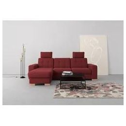 Sit & More Ecksofa SIT & MORE "Quincy L-Form" Sofas Gr. B/H/T: 252cm x 82cm x 161cm, Luxus-Microfaser ALTARA NUBUCK, Recamiere links, ohne Bettfunktion, rot (bordeaux) wahlweise mit Bettfunktion und Bettkasten