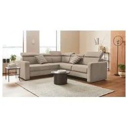 Sit & More Ecksofa SIT & MORE "Bologna L-Form" Sofas Gr. B/H/T: 247cm x 84cm x 227cm, Microfaser, langer Schenkel rechts, inklusive Kopfteilverstellung-mit Bettfunktion-mit Schubkasten, beige Kopfteilverstellung, wahlweise mit Bettfunktion und Schubkasten