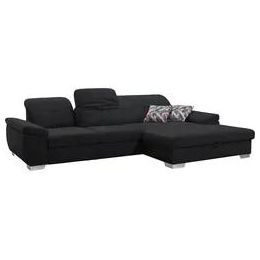 Ecksofa Alina "Tessa" Sofas Gr. B/H/T: 300 cm x 91 cm x 199 cm, Struktur fein XBO, Recamiere rechts, mit Sitztiefenverstellung-ohne Bettfunktion-ohne Bettkasten, schwarz (schwarz xbo 10) inkl. Sitztiefenverstellung, wahlweise mit Bettfunktion und Bettkasten