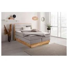 Boxspringbett OTTO products "Jenna" Komplettbetten Gr. Flachgewebe Polyester ohne LED-Beleuchtung, mit Premium-Topper LED-Beleuchtung, Liegefläche B/L: 160 cm x 200 cm Betthöhe: 69 cm, Gewicht bis: 120 kg + 120 kg H4 + H4, 7-Zonen-Taschen-Federkernmatratze, grau (platinum) Boxspringbett ohne LED-Beleuchtung, mit zertifizierten, recycelten Bezugsstoffen