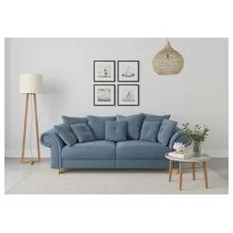 Big-Sofa Home Affaire "Queenie Megasofa" Sofas Gr. B/H/T: 242 cm x 92 cm x 106 cm, Struktur weich, blau (blue horizon) mit weichem Sitzkomfort und zeitlosem Design, viele kuschelige Kissen