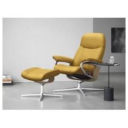 Relaxsessel stressless "Consul" Sessel Gr. ROHLEDER Stoff Q2 FARON, Cross Base Eiche, Relaxfunktion-Drehfunktion-PlusTMSystem-Gleitsystem-BalanceAdaptTM, B/H/T: 91cm x 102cm x 79cm, gelb (yellow q2 faron) mit Cross Base, Größe S, M & L, Holzakzent Eiche