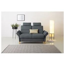 2-Sitzer Home Affaire "Westerland" Sofas Gr. B/H/T: 166cm x 90cm x 89cm, Struktur, mit Armlehnfunktion, blau (blau/grau) Federkern-Polsterung. wahlweise mit Armlehnfunktion