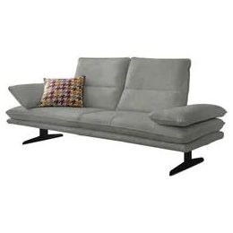 2-Sitzer W.Schillig "broadway" Sofas Gr. B/H/T: 216cm x 94cm x 96cm, Stoff S37, Longchair links, mit Sitztiefenverstellung-mit Kopfteilverstellung-mit Seitenteilverstellung, grau (grau s37) Sitztiefenverstellung, Kopfteil- & Seitenteilverstellung, Breite 216cm