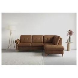 Sit & More Ecksofa SIT & MORE "Göteborg" Sofas Gr. B/H/T: 250cm x 90cm x 226cm, Luxus-Microfaser, Ottomane rechts, mit Bettfunktion-mit Bettkasten, braun (cognac) Sitztiefenverstellung und Federkern, wahlweise mit Bettfunktion