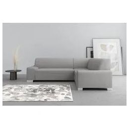 Ecksofa DOMO collection "Anzio L-Form" Sofas Gr. B/H/T: 259cm x 85cm x 191cm, Chenille-Struktur, langer Schenkel links, Ohne Funktion-Mit Federkern, grau Wahlweise mit Bettfunktion und Federkern