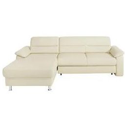 Sit & More Ecksofa SIT & MORE "Ascara L-Form" Sofas Gr. B/H/T: 251cm x 85cm x 165cm, Kunstleder SOFTLUX, Recamiere links, mit Bettfunktion, beige (creme) inklusive BoxspringFederkern-Polsterung, wahlweise mit Bettfunktion