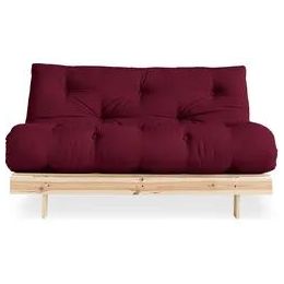 Schlafsofa KARUP DESIGN "Roots" Sofas Gr. B: 140cm, Gestell natur, rot (bordeaux) inkl. Futonmatratze, Liegefläche 140x200 cm