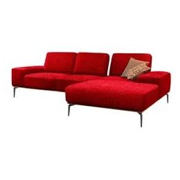 Ecksofa W.Schillig "run" Sofas Gr. B/H/T: 279cm x 88cm x 178cm, ROHLEDER Jacquard-Flachgewebe Q2 W60, Recamiere rechts, mit Sitztiefenverstellung, rot (rot w60) mit Holzsockel, Füße in Schwarz pulverbeschichtet, Breite 279 cm