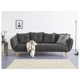 3-Sitzer Home Affaire "Baggio" Sofas Gr. B/H/T: 236cm x 80cm x 103cm, Struktur fein, grau (anthrazit) Zierkissen inklusive