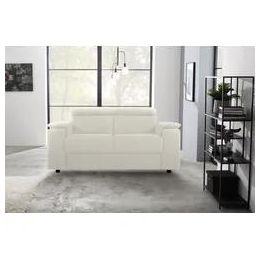 2-Sitzer NICOLETTI HOME "Seattle" Sofas Gr. B/H/T: 170cm x 84cm x 99cm, Dickleder, ohne Relaxfunktion, beige (cremeweiß) Breite 170 cm, wahlweise mit oder ohne elektrischer Relaxfunktion