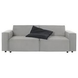 Schlafsofa Inosign "Marva" Sofas Gr. B/H/T: 245 cm x 90 cm x 102 cm, Samtvelours, mit Bettfunktion-mit Bettkasten, blau (grau, marineblau) incl. Bettfunktion und Bettkasten, Federkern