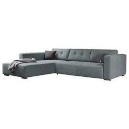 Ecksofa Tom Tailor HOME "HEAVEN CHIC M" Sofas Gr. B/H/T: 282cm x 85cm x 221cm, Struktur grob TCU, Recamiere links, mit Bettfunktion-mit Bettkasten, blau (smokey tcu 36) aus der COLORS COLLECTION, wahlweise mit Bettfunktion & Bettkasten