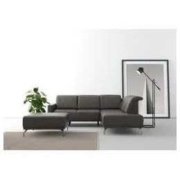 Sit & More Ecksofa SIT & MORE "Bailando L-Form" Sofas Gr. B/H/T: 249cm x 84cm x 205cm, Luxus-Microfaser mit Prägung, Ottomane rechts, mit Kopfteilverstellung-mit Vorziehsitz motorisch, grau (anthrazit) wahlweise mit Kopfteilverstellung und Vorziehsitz, motorisch