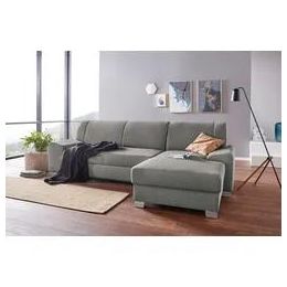 Ecksofa DOMO collection "Anzio L-Form" Sofas Gr. B/H/T: 271cm x 85cm x 160cm, Struktur fein, Recamiere rechts, Mit Bettfunktion-Mit Federkern, grau (steel-grau) wahlweise mit Bettfunktion und Federkern