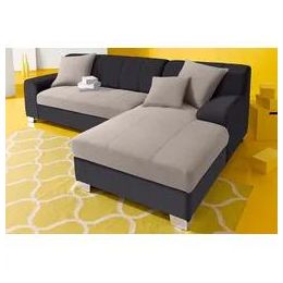 Ecksofa Inosign "Turah incl. Zierkissen, moderne Steppung, auch in Leder" Sofas Gr. B/H/T: 239 cm x 75 cm x 82 cm, Kunstleder SOFTLUX-Struktur, Recamiere rechts, mit Bettfunktion, braun (dunkelbraun, beige) wahlweise mit Bettfunktion, Schlafsofa, BTH: 23915275 cm, L-Form