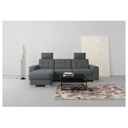 Sit & More Ecksofa SIT & MORE "Quincy L-Form" Sofas Gr. B/H/T: 252cm x 82cm x 161cm, Luxus-Microfaser ALTARA NUBUCK, Recamiere links, mit Bettfunktion-mit Bettkasten, grau (dunkelgrau) wahlweise mit Bettfunktion und Bettkasten