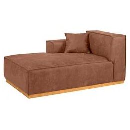 Recamiere Home Affaire "Terry" Sofas Gr. B/H/T: 99cm x 75cm x 165cm, Luxus-Microfaser, Recamiere links, Armteil links-Vintageoptik, braun (cognac) Longchair Sofas mit offener Kedernaht und Holzuntergestell