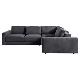 Ecksofa Places of Style "Bloomfield, L-Form" Sofas Gr. B/H/T: 304cm x 84cm x 224cm, Struktur, langer Schenkel links, XXL mit Sitztiefenverstellung, grau (graphite) extra tiefe Sitzfläche, wahlweise mit Sitztiefenverstellung