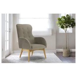 Sessel Home Affaire "Leonarda" Gr. Samtoptik, Füße Buche natur-Sessel, B/H/T: 66 cm x 101 cm x 88 cm, grau (taupe) Einzelsessel Lounge-Sessel Sessel feine Steppung im Rücken