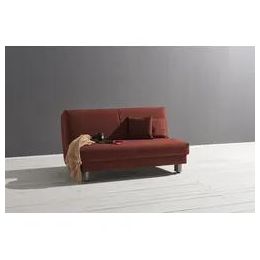 ell+ell Schlafsofa ELL + "Enny" Sofas Gr. B/T: 180cm x 100cm, Flachgewebe, PUR-Schaumstoff, ohne Relaxfunktion, rot Breite 180 cm, Liegehöhe 40 Füße alufarben