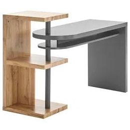 Schreibtisch MCA furniture "Moura" Tische Gr. B/H/T: 145 cm x 94 cm x 50 cm, grau (grau matt, metall, matt) mit Regalelment weiß hochglanz, Tischplatte schwenkbar, Breite 145 cm