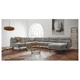 Wohnlandschaft Andas "Nordfyn U-Form" Sofas Gr. B/H/T: 323cm x 81cm x 239cm, Luxus-Microfaser Lederoptik, Recamiere rechts, grau edles Design in 3 Bezugsqualitäten, by Morten Georgsen