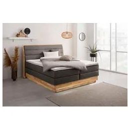 Boxspringbett OTTO products "Jenna" Komplettbetten Gr. Flachgewebe Polyester ohne LED-Beleuchtung, mit Basic-Topper LED-Beleuchtung, Liegefläche B/L: 200 cm x 200 cm Betthöhe: 69 cm, Gewicht bis: 80 kg + 100 kg H2 + H3, 7-Zonen-Taschen-Federkernmatratze, braun (mud) Boxspringbett ohne LED-Beleuchtung, mit zertifizierten, recycelten Bezugsstoffen