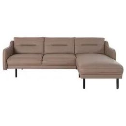 Ecksofa Andas "Nordfyn L-Form" Sofas Gr. B/H/T: 239cm x 81cm x 166cm, NaturLEDER, Recamiere rechts, grau (taupe) edles Design in 3 Bezugsqualitäten, by Morten Georgsen