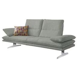 2-Sitzer W.Schillig "broadway" Sofas Gr. B/H/T: 216cm x 94cm x 96cm, Flachgewebe S22, Longchair links, mit Sitztiefenverstellung-mit Kopfteilverstellung-ohne Seitenteilverstellung, braun (sky s22) Sitztiefenverstellung, Kopfteil- & Seitenteilverstellung, Breite 216cm