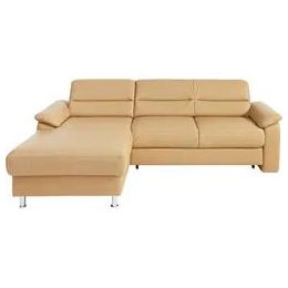 Sit & More Ecksofa SIT&MORE "Ascara L-Form" Sofas Gr. B/H/T: 251 cm x 85 cm x 165 cm, NaturLEDER, Recamiere links, mit Bettfunktion, braun (cappuccino) inklusive BoxspringFederkern-Polsterung, wahlweise mit Bettfunktion