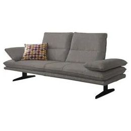 2-Sitzer W.Schillig "broadway" Sofas Gr. B/H/T: 216cm x 94cm x 96cm, Flachgewebe S22, Longchair links, mit Sitztiefenverstellung-mit Kopfteilverstellung-ohne Seitenteilverstellung, grau (grau s22) Sitztiefenverstellung, Kopfteil- & Seitenteilverstellung, Breite 216cm